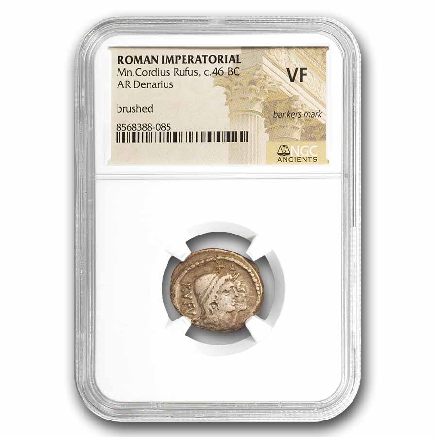 Buy 46 BC Roman Silver Denarius Cordius Rufus VF NGC | APMEX