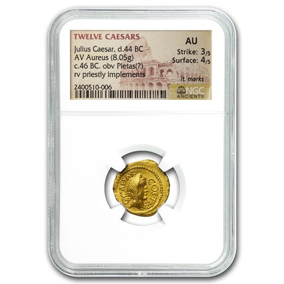 Buy Roman Imperatorial Gold Aureus Julius Caesar (44 BC) AU NGC | APMEX