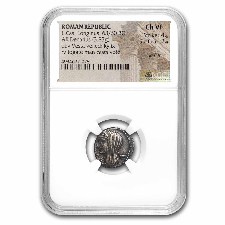 Buy Roman Republic AR Denarius L. Cas Long 60 BC Ch VF NGC (Cr-413/1 ...