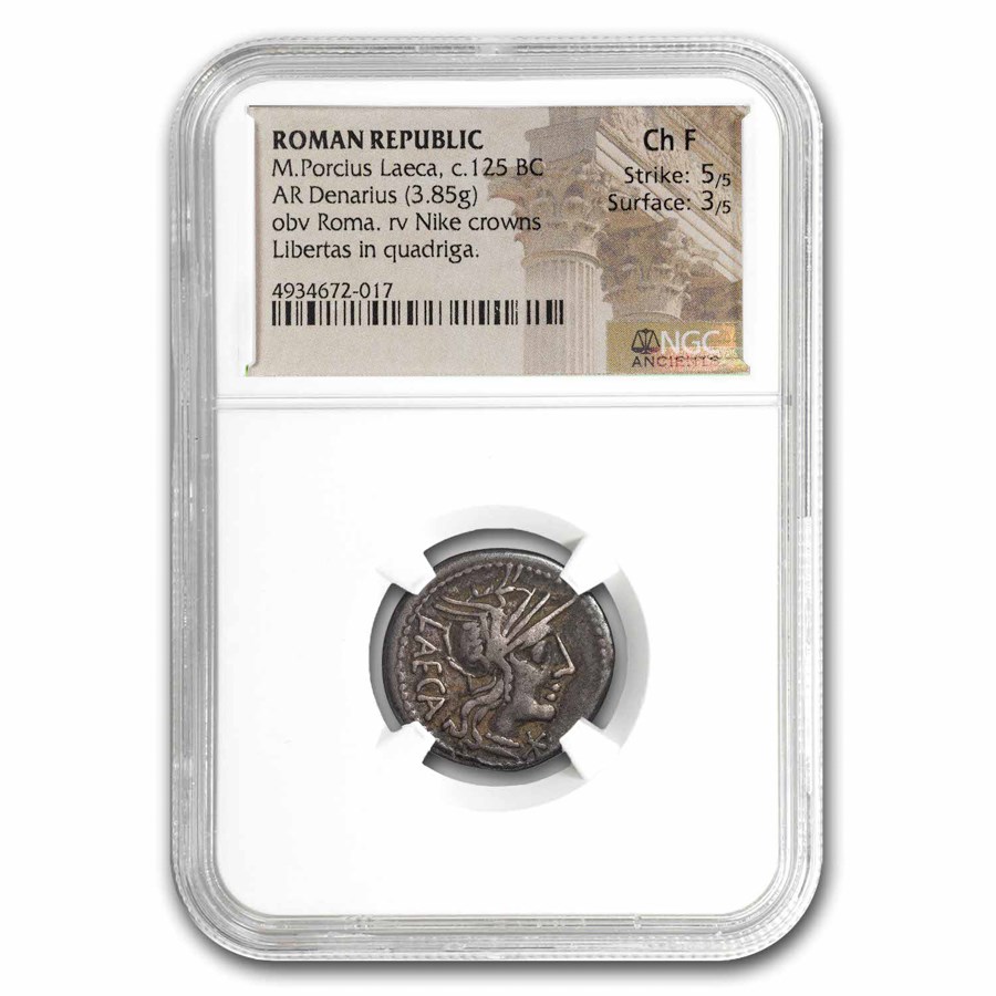Buy Roman Republic AR Denarius P. Laeca 125 BC Ch Fine NGC (Cr 270/1 ...