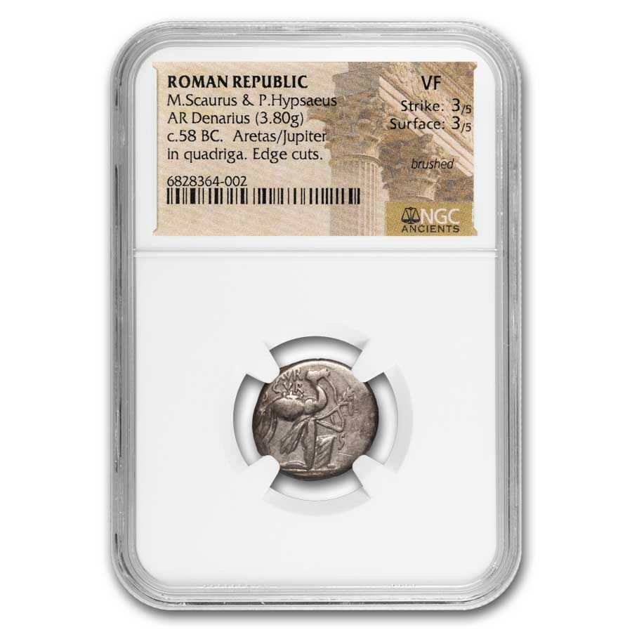 Roman Republic Silver Denarius 58 BC M.Scaurus P. Hypsaeus VF NGC