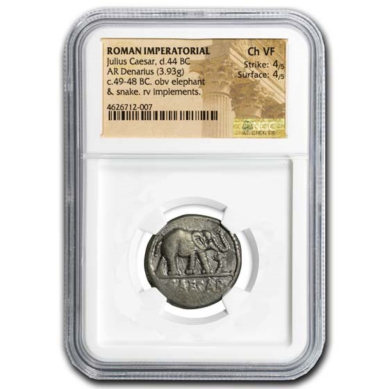 Buy Roman Silver Denarius Julius Caesar Elephant (44 BC) Ch VF NGC | APMEX