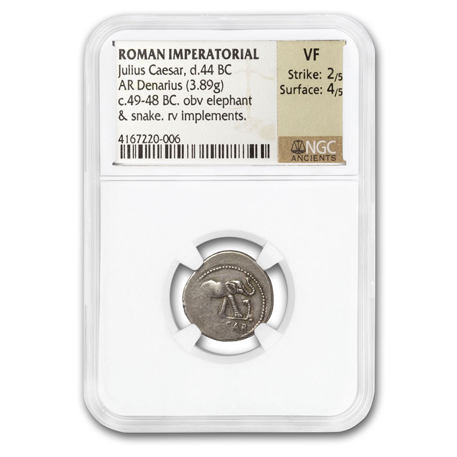 Buy Roman Silver Denarius Julius Caesar Elephant (44 BC) VF NGC | APMEX