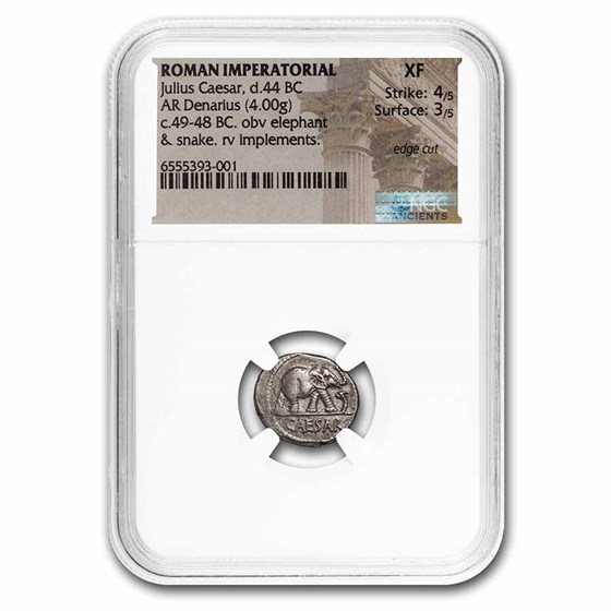 Buy Roman Silver Denarius Julius Caesar Elephant (49-48 BC) XF NGC | APMEX