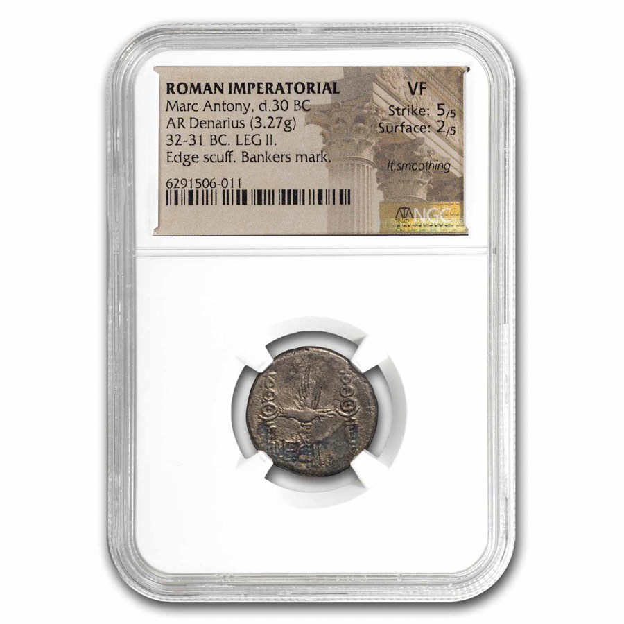 Buy Roman Silver Denarius Marc Antony Legion II (30 BC) VF NGC | APMEX