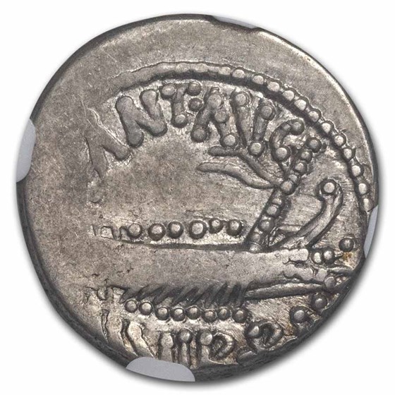 Roman Silver Denarius Marc Antony Legion II (30 BC) VF NGC