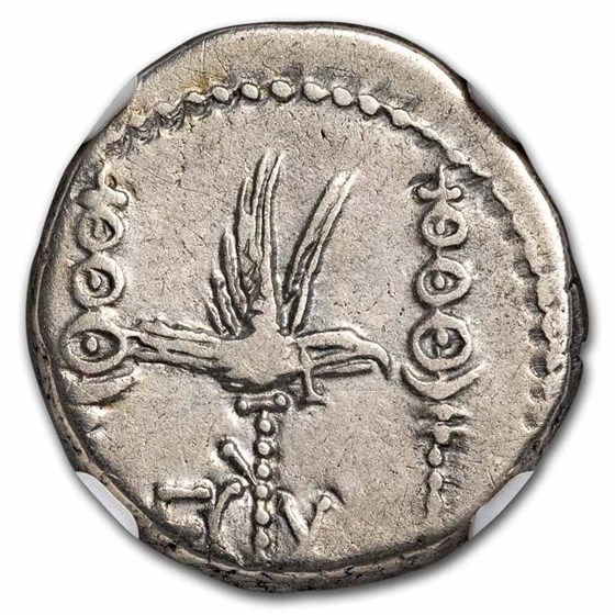 Roman Silver Denarius Marc Antony Legion X (30 BC) XF NGC