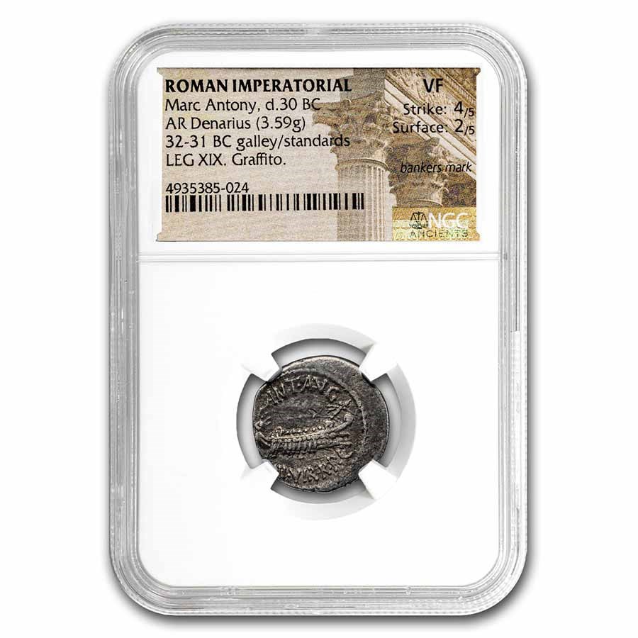 Buy Roman Silver Denarius Marc Antony Legion XIX (30 BC) VF NGC | APMEX