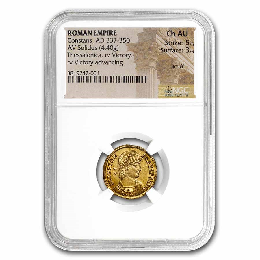 Buy Rome Gold Solidus Constans (337-350 AD) Ch AU NGC (RIC VIII 13) | APMEX