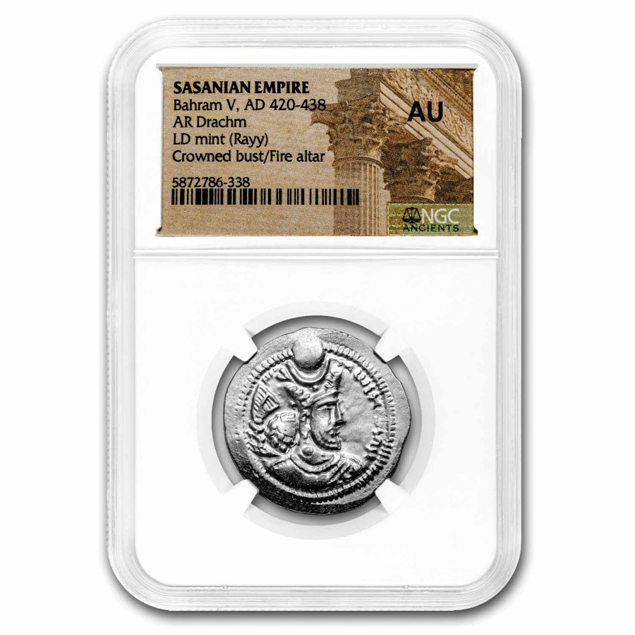 Buy Sasanian Kings Silver Drachm Bahram V (420-438 AD) AU NGC | APMEX