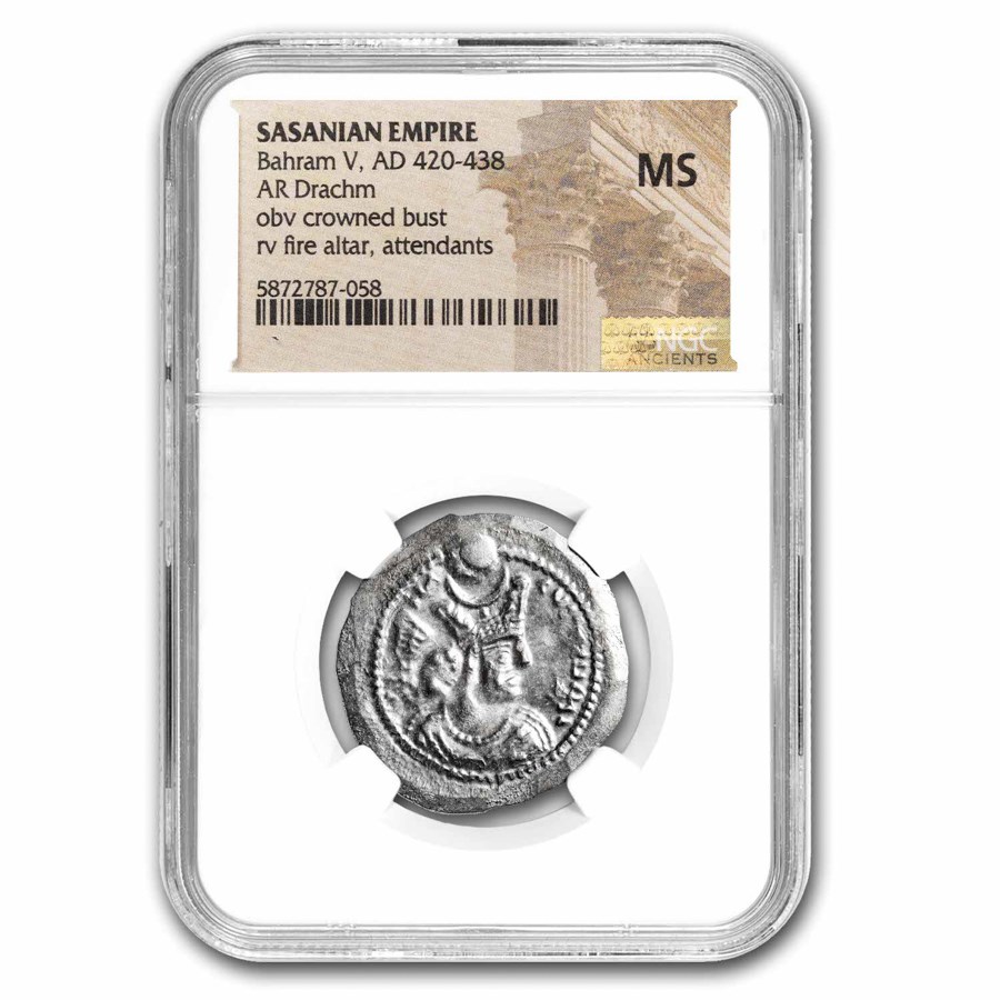 Buy Sasanian Kings Silver Drachm Bahram V (420-438 AD) MS NGC | APMEX