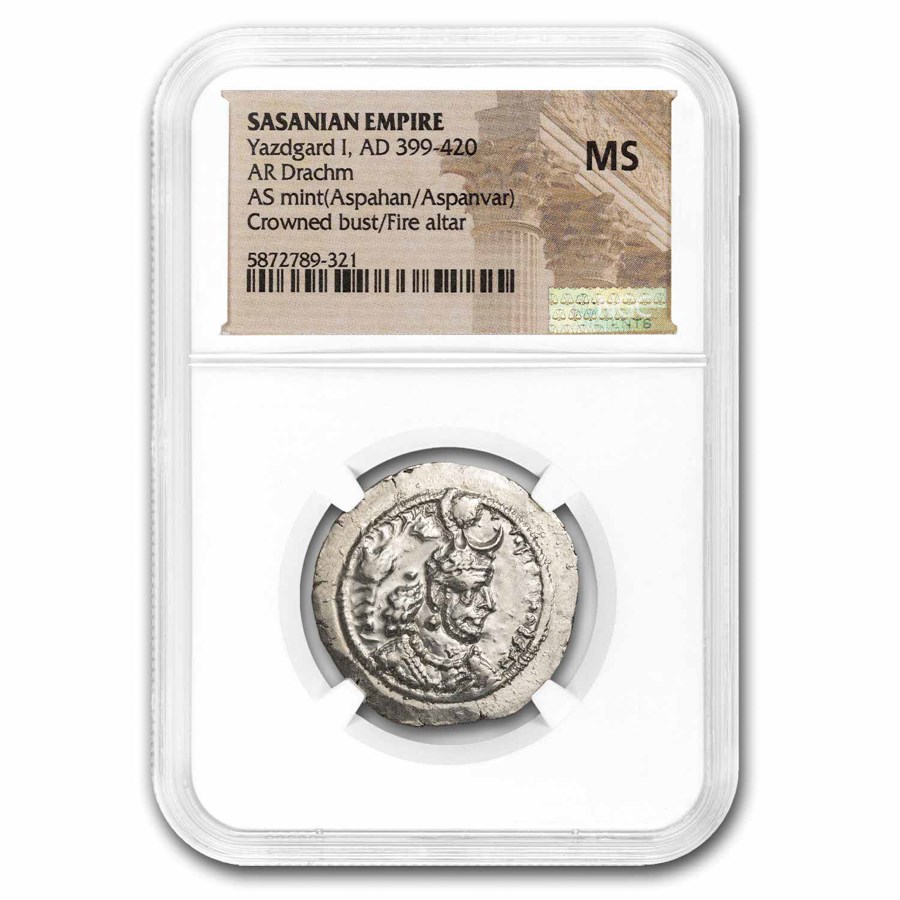 Buy Sasanian Kings Silver Drachm Yazgard I (399-420 AD) MS NGC | APMEX