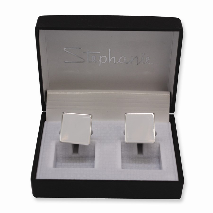 Buy Silver-tone Polished Square Cuff Links | APMEX
