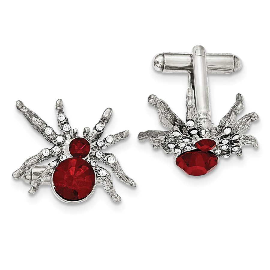 Buy Silver-tone Red and White Crystal Spider Cuff Links | APMEX
