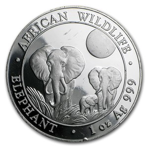 Buy Somalia 1 oz Silver Elephant (Random dates, Abrasions) | APMEX