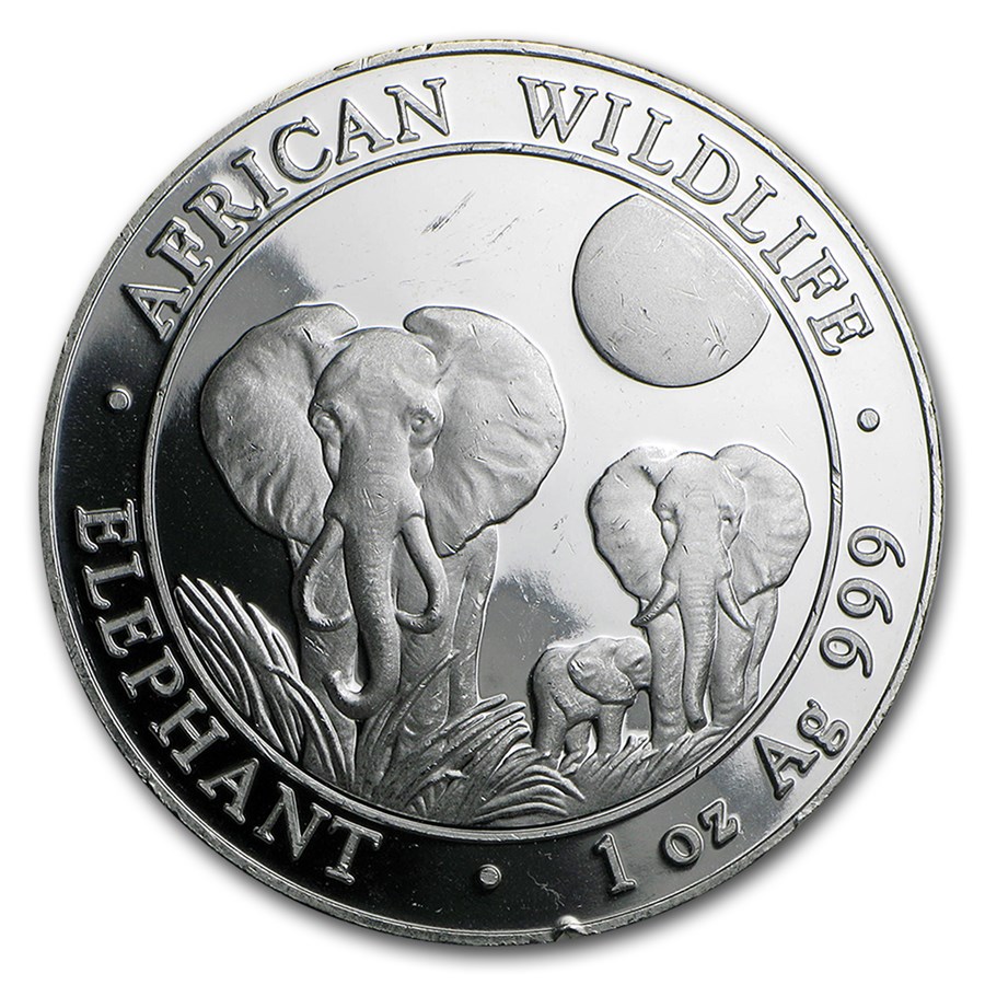 Buy Somalia 1 oz Silver Elephant (Random dates, Abrasions) | APMEX
