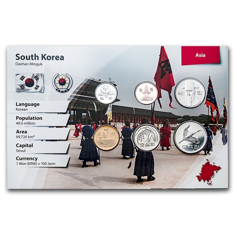Buy South Korea 1 Won-500 Won Coin Set Unc (Landscape Pkg) | APMEX