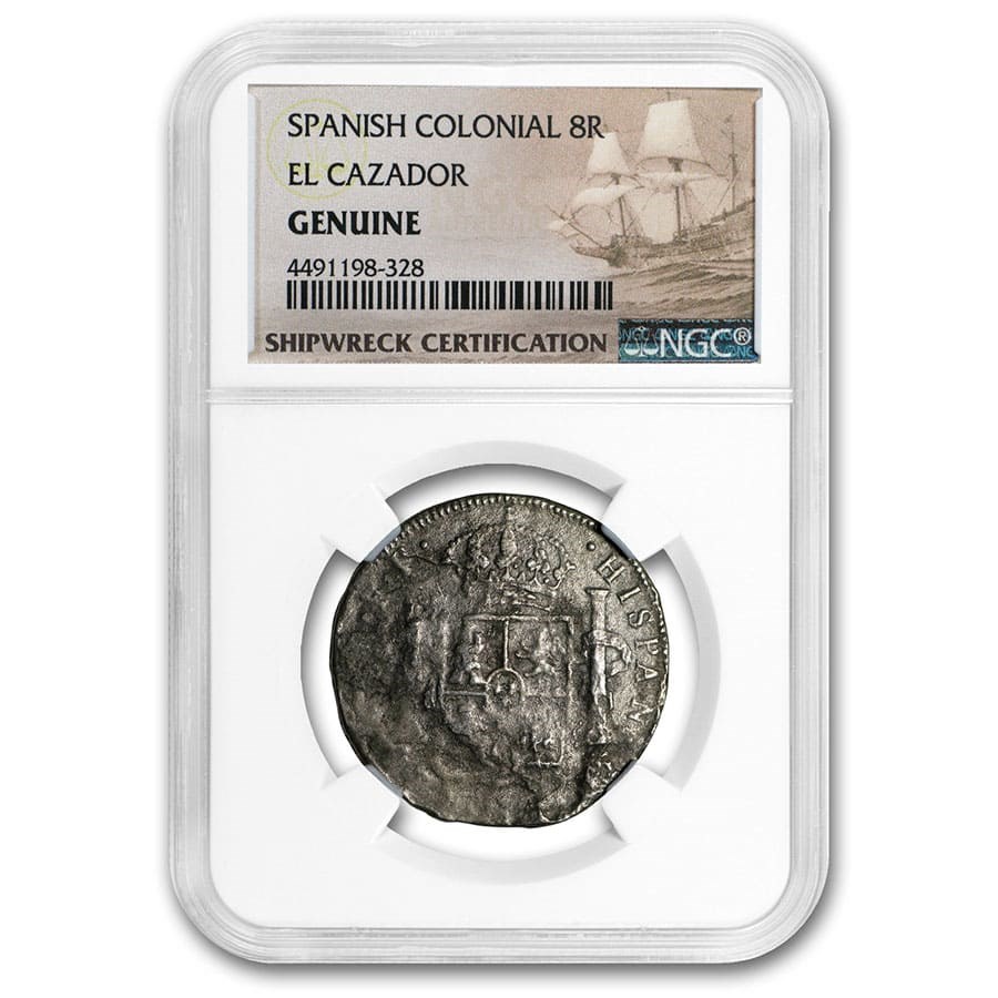 Buy Spain Silver 8 Reales (El Cazador Shipwreck) Medium Grade NGC | APMEX