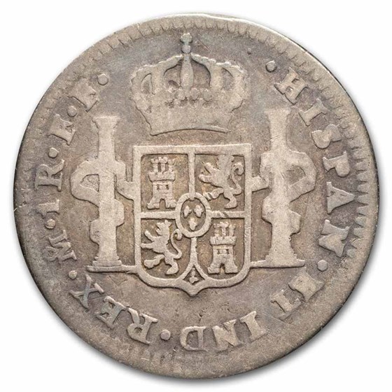 Spanish Colonial Silver 1 Real Portrait Avg Circ