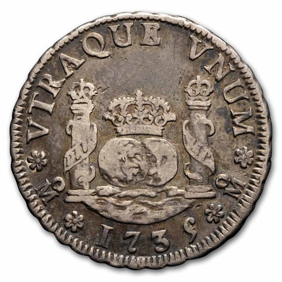 Spanish Colonial Silver 2 Reales "Milled Pillar" Avg Circ