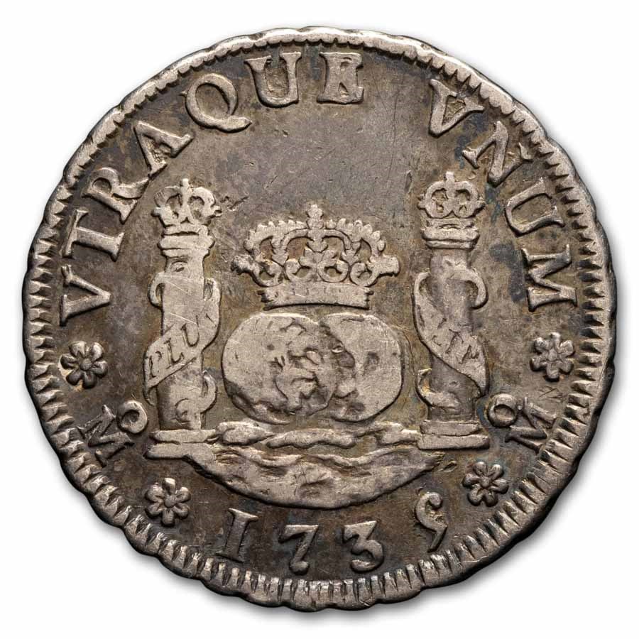 Spanish Colonial Silver 2 Reales "Milled Pillar" Avg Circ