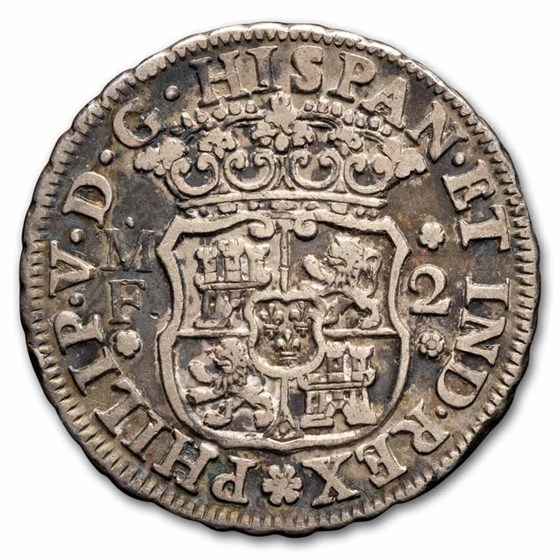 Spanish Colonial Silver 2 Reales "Milled Pillar" Avg Circ
