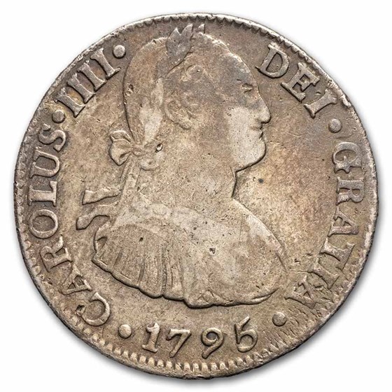 Spanish Colonial Silver 2 Reales Portrait Avg Circ