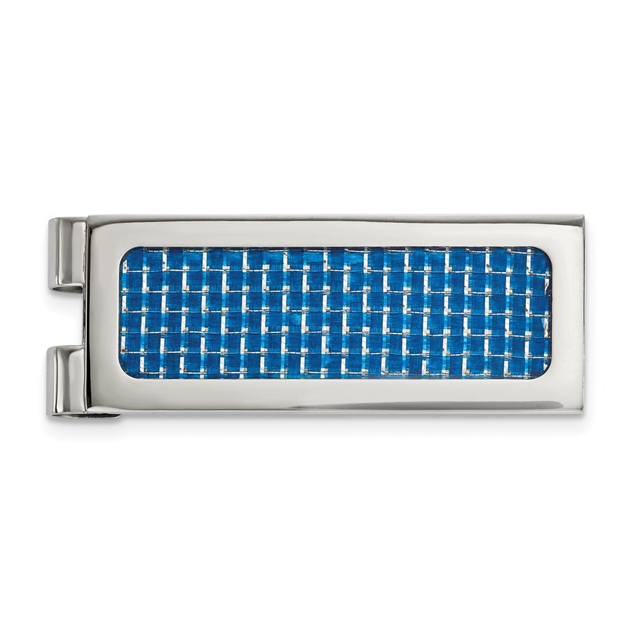 Buy Stainless Pol Blue Carbon Fiber Inlay Money Clip | APMEX