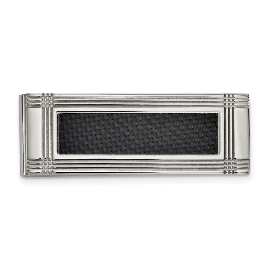 Buy Stainless Steel Polished with Carbon Fiber Inlay Money Clip | APMEX