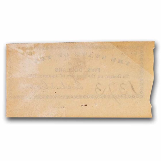 State of Texas $5 Bond Interest Coupon Redeemable January 1, 1877