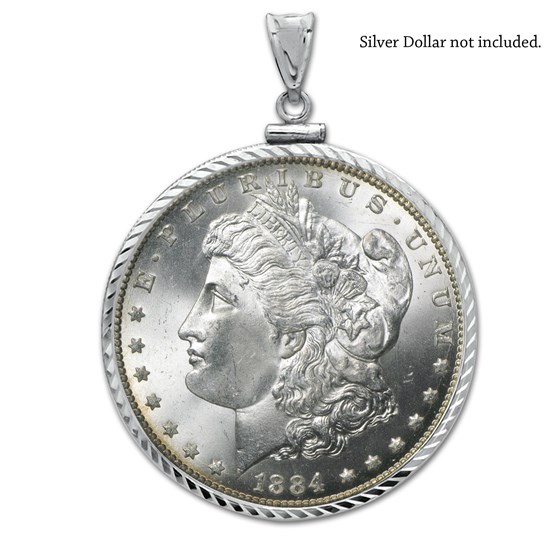 Buy Sterling Silver Screw Top Diamond Cut Coin Bezel - 38.2 mm | APMEX