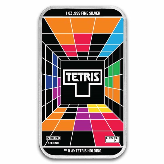 Buy Tetris 1 oz Silver 40th Anniversary Colorized Bar | APMEX