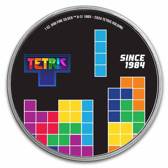 Tetris™ 1 oz Silver 40th Anniversary Colorized Round in TEP