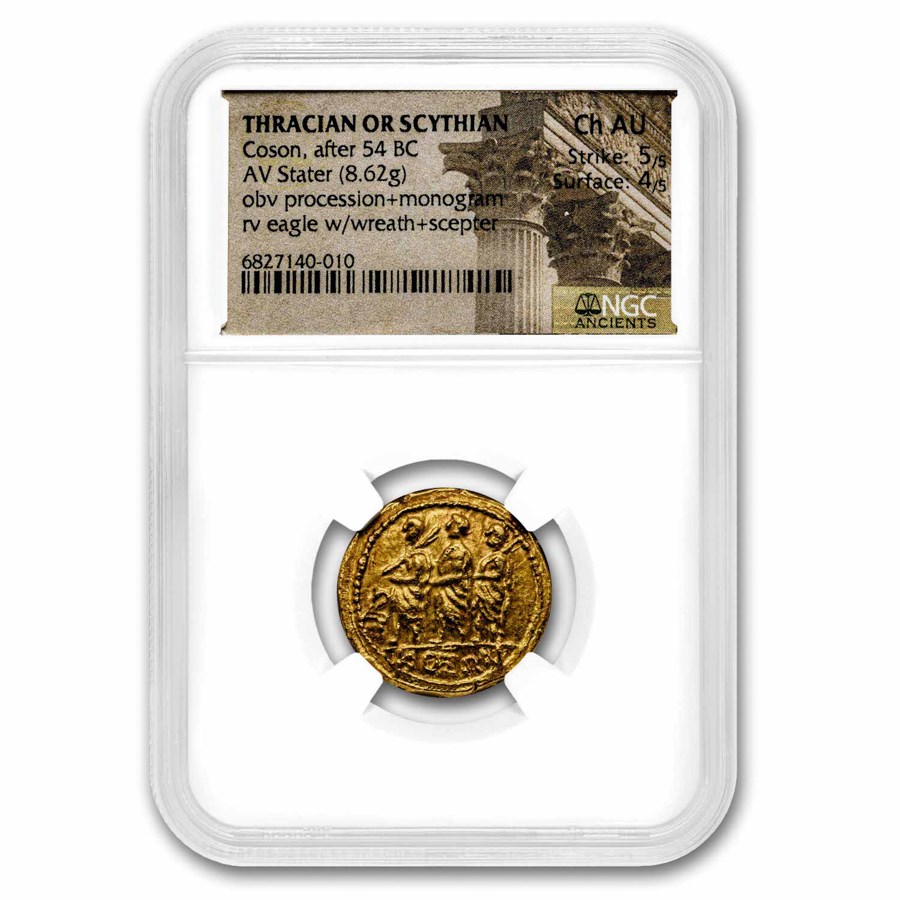 Thracian/Scythian Gold Stater Coson (after 54 BC) Ch AU NGC