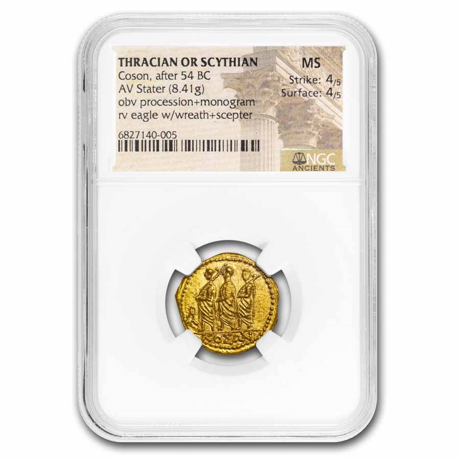 Thracian/Scythian Gold Stater Coson (after 54 BC) MS NGC
