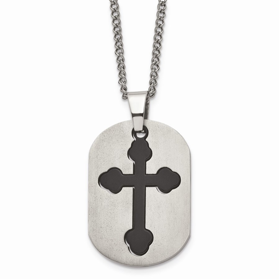 Buy Titanium Black IP-plated Moveable Cross 22in Necklace - 22 in. | APMEX