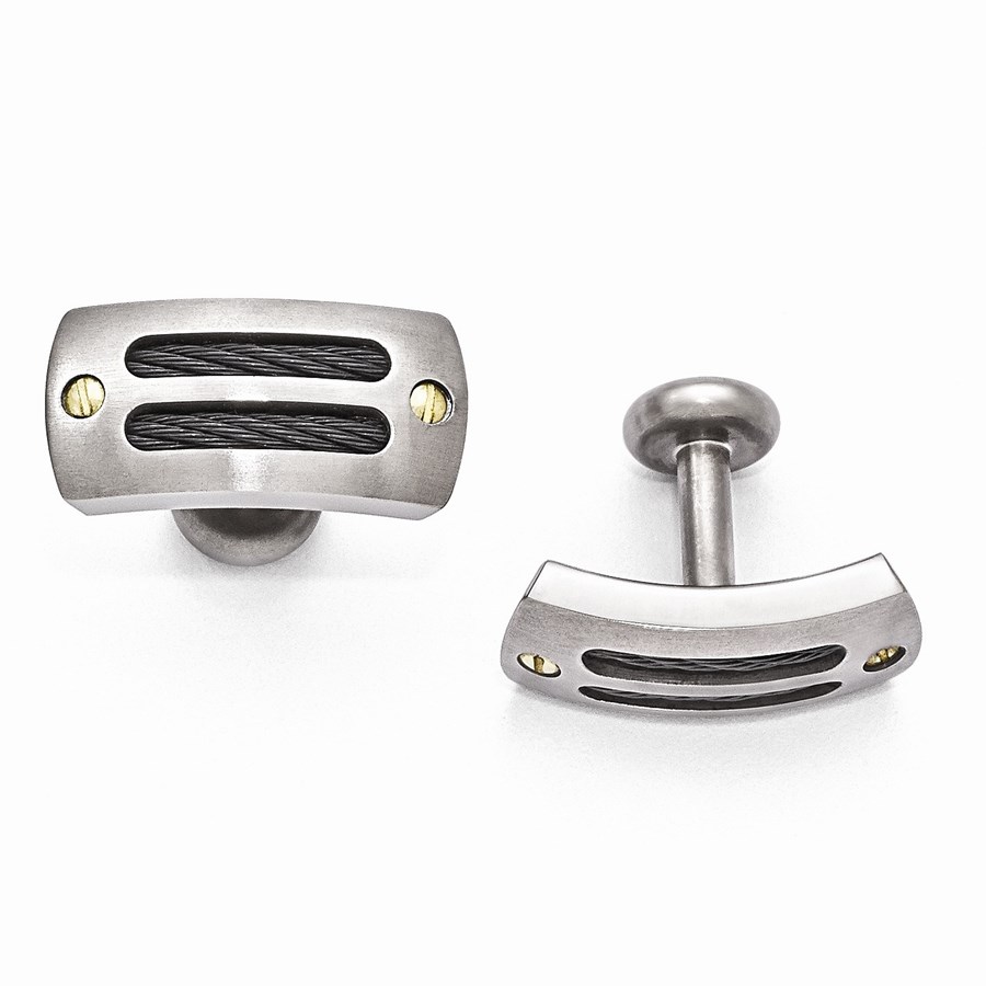 Buy Titanium Cable & 18k Rivets Brushed Cuff Links | APMEX