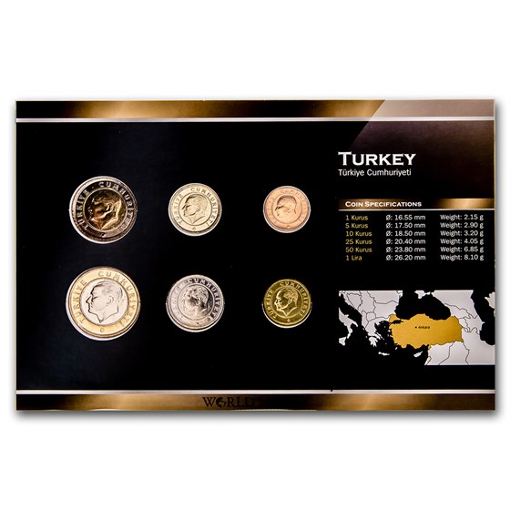 Buy Turkey 6-Coin Set 1 Kurus - 1 Lira BU | APMEX