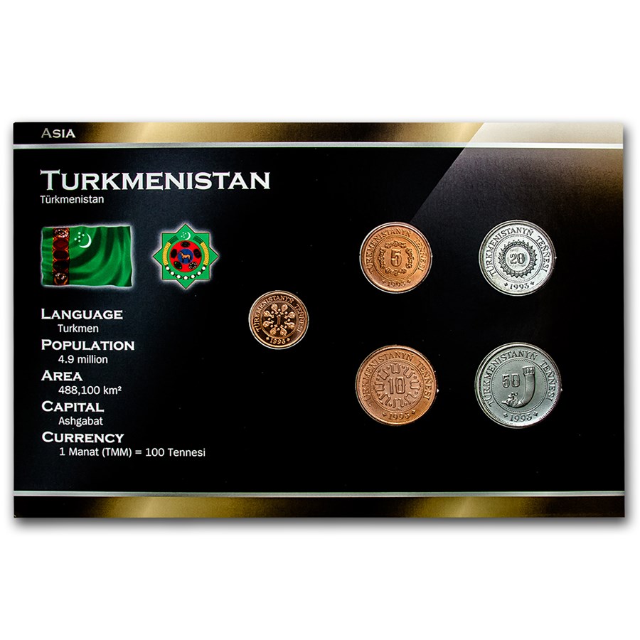 Buy Turkmenistan 5-Coin 1 Tenge-50 Tenge Set BU | APMEX