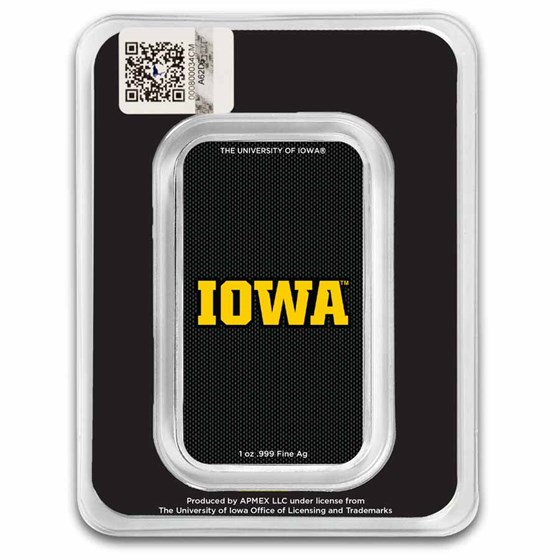 University of Iowa 1 oz Silver Colorized Bar (in TEP)