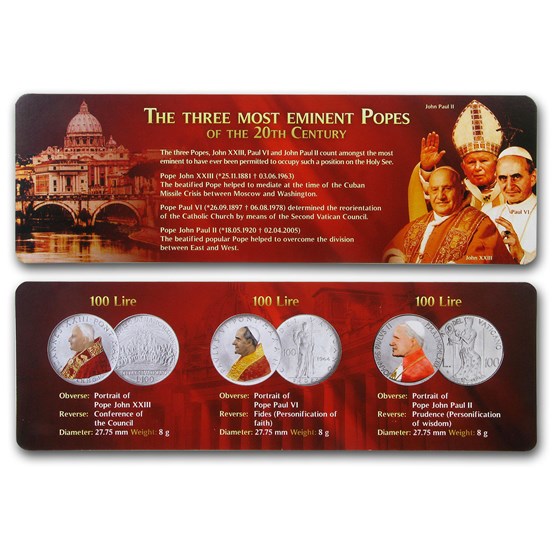 Buy Vatican City Great Popes of the 20th Century 3-Coin Set BU | APMEX