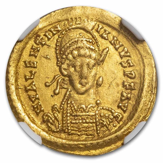 West Rome AV Solidus Valentinian III 425-55 Ch XF NGC RIC X 506